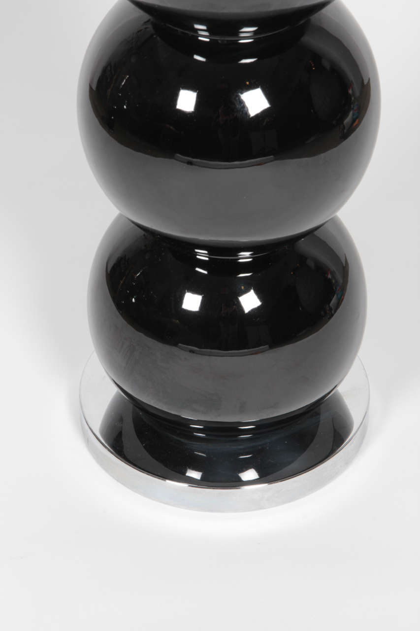 Pair of Black Opaline Table Lamps For Sale at 1stDibs