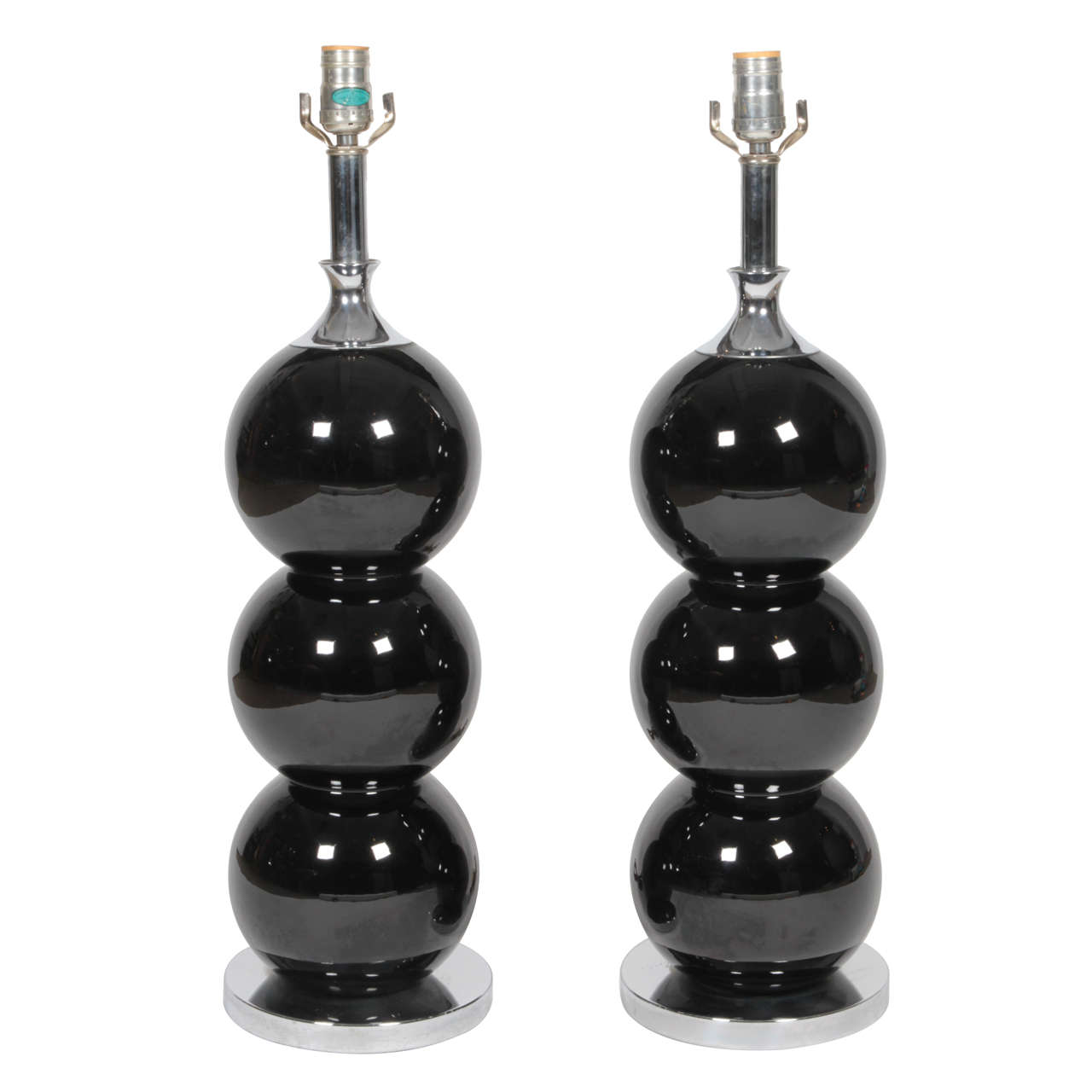 Pair of Mat Black Rectangle Table Lamps For Sale at 1stDibs