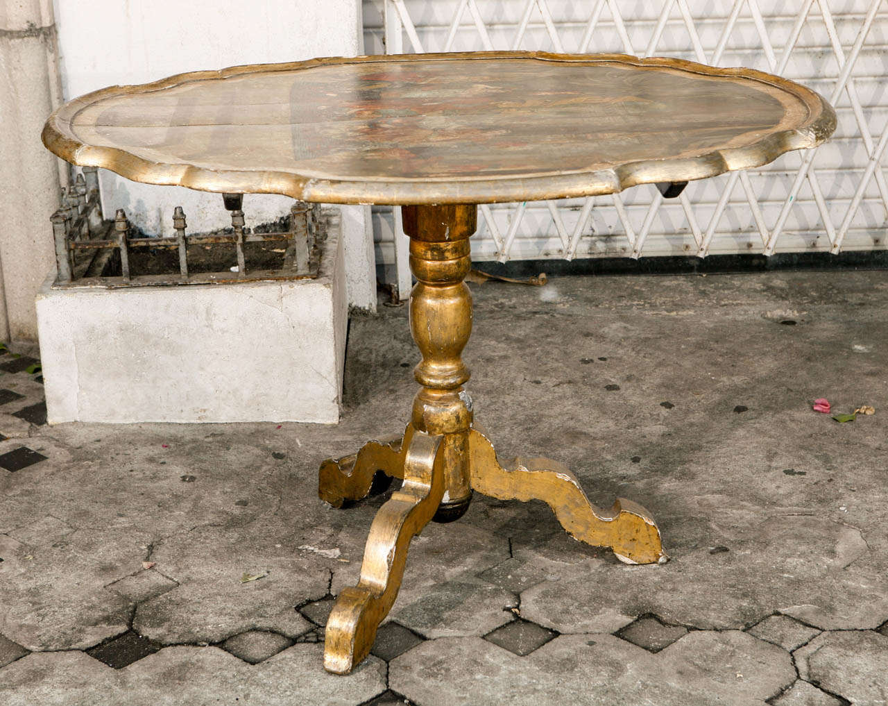 18th Century Italian Giltwood Hand-Painted Flip-Top Table For Sale at ...