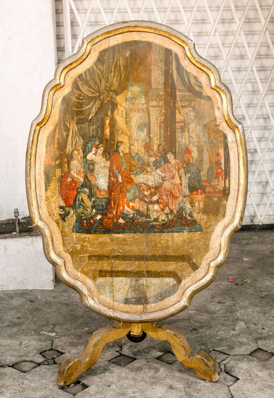 18th Century Italian Giltwood Hand-Painted Flip-Top Table For Sale at ...
