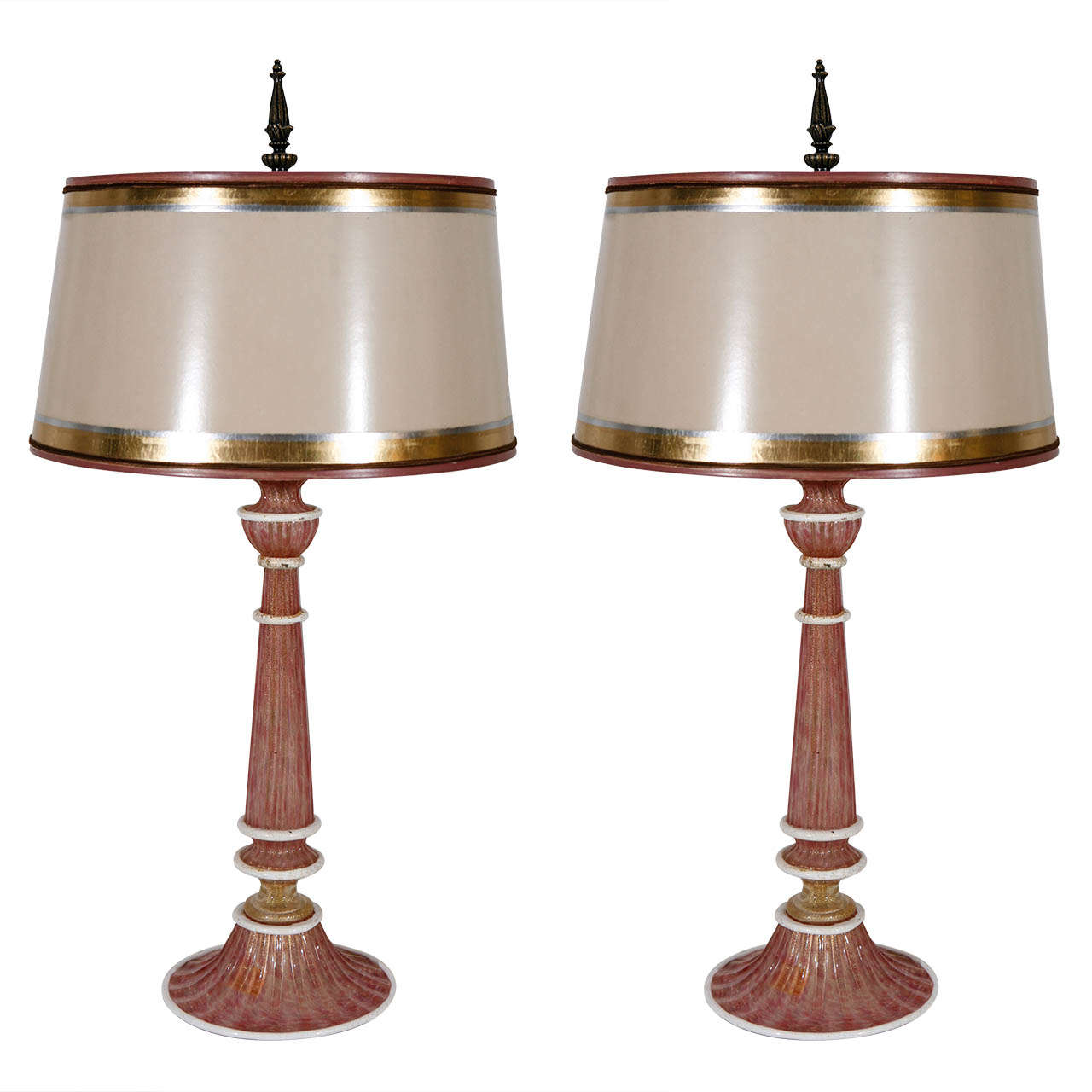 Pair of Mid Century Italian Murano Raspberry Lamps at 1stDibs