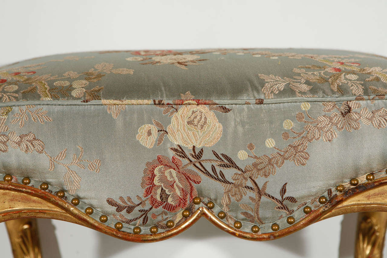 Italian Style 22-Karat Giltwood Stool with Hoof Feet at 1stDibs