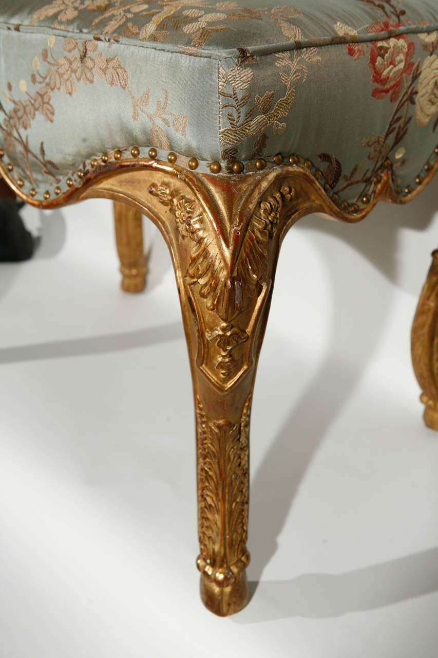 Italian Style 22-Karat Giltwood Stool with Hoof Feet at 1stDibs
