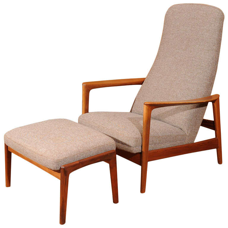 Danish Recliner and Ottoman at 1stDibs