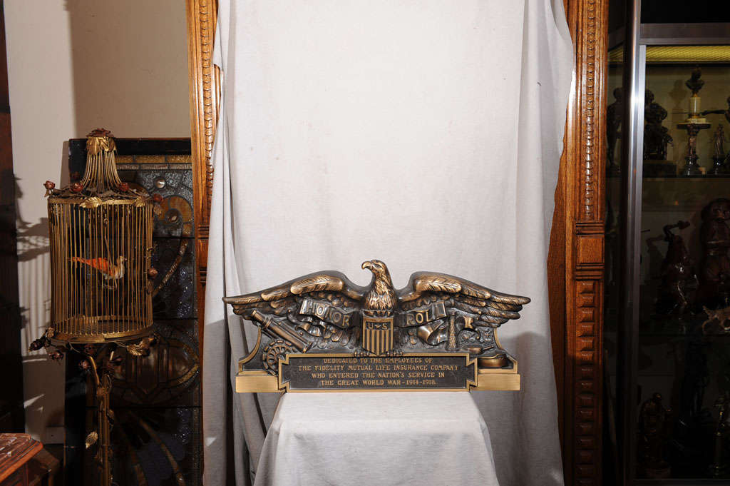 Bronze Eagle, WWI Honor Roll from Mutual Life Insurance Co. at 1stDibs