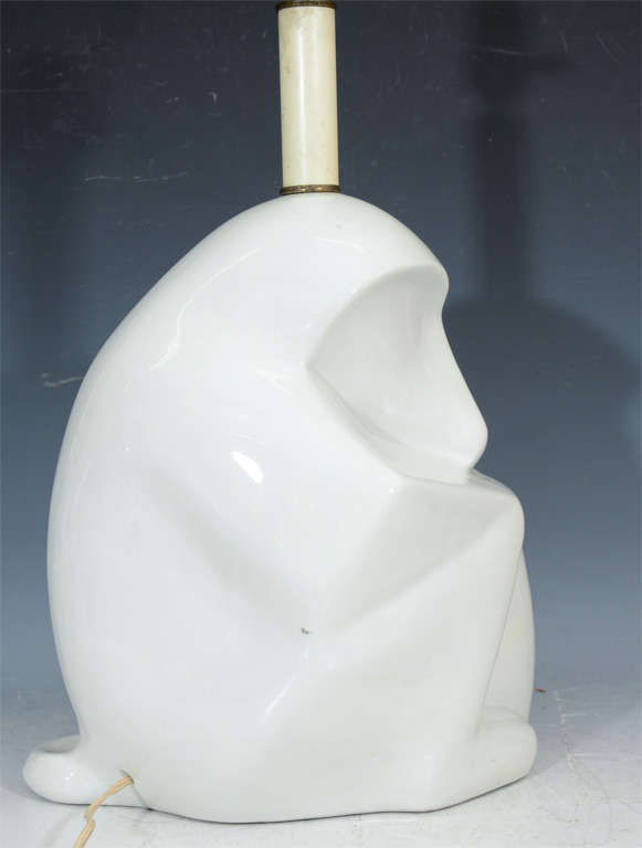 French Mid Century Ceramic Monkey Form Lamp For Sale at 1stDibs