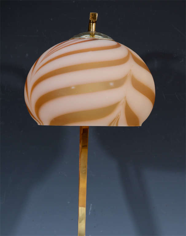 Pair of Mid Century Brass and Wood Floral Form Lamps at 1stDibs