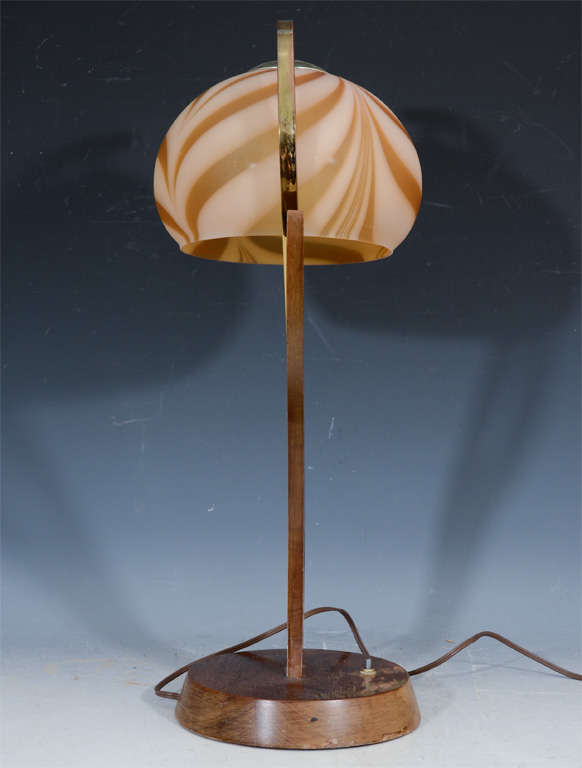 Pair of Mid Century Brass and Wood Floral Form Lamps at 1stDibs