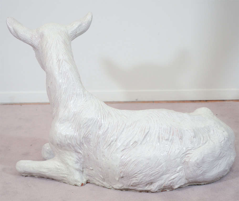 Vintage French Life-size Ceramic Goat Sculpture at 1stDibs