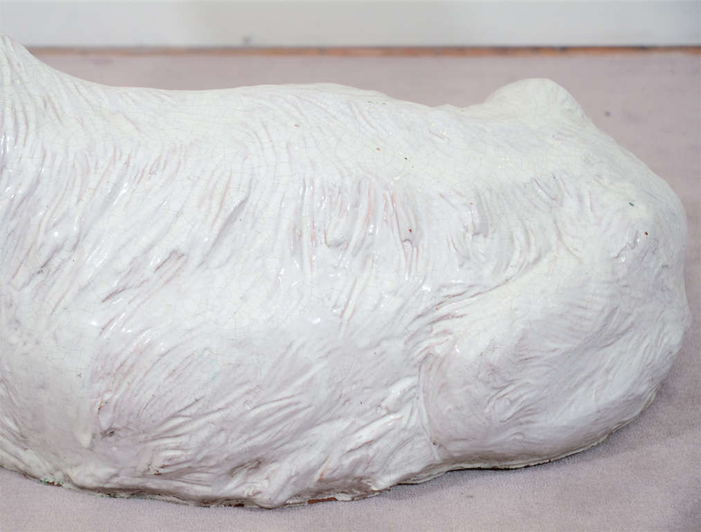 Vintage French Life-size Ceramic Goat Sculpture at 1stDibs
