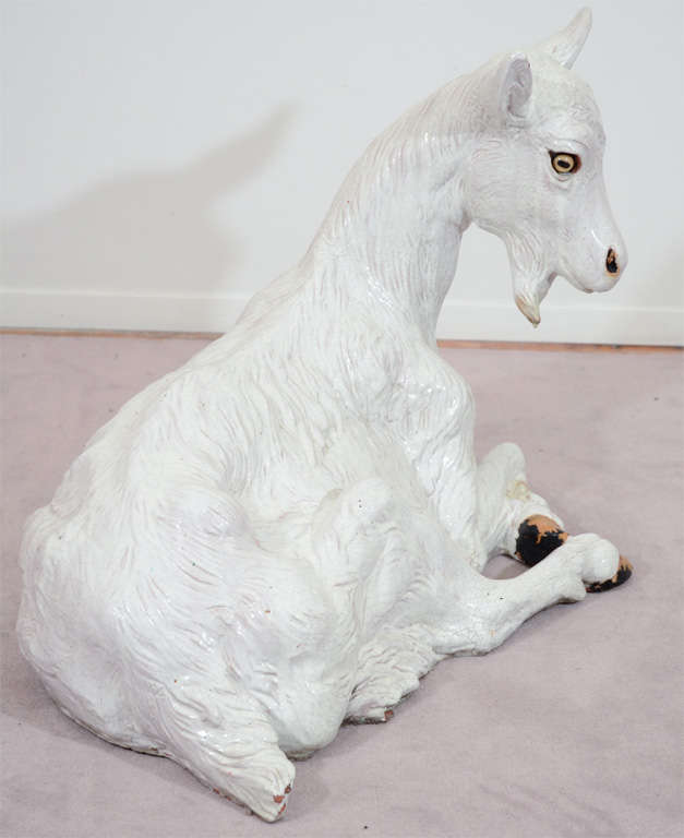 Vintage French Life-size Ceramic Goat Sculpture at 1stDibs