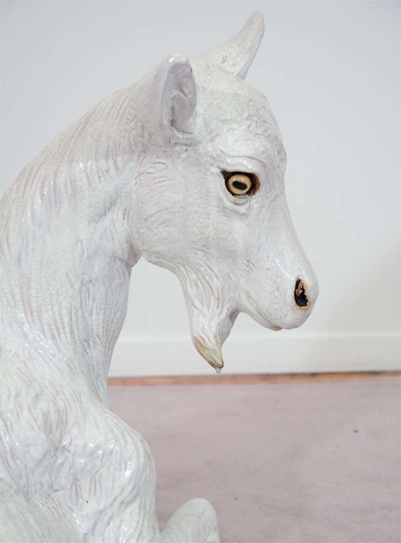 Vintage French Life-size Ceramic Goat Sculpture at 1stDibs