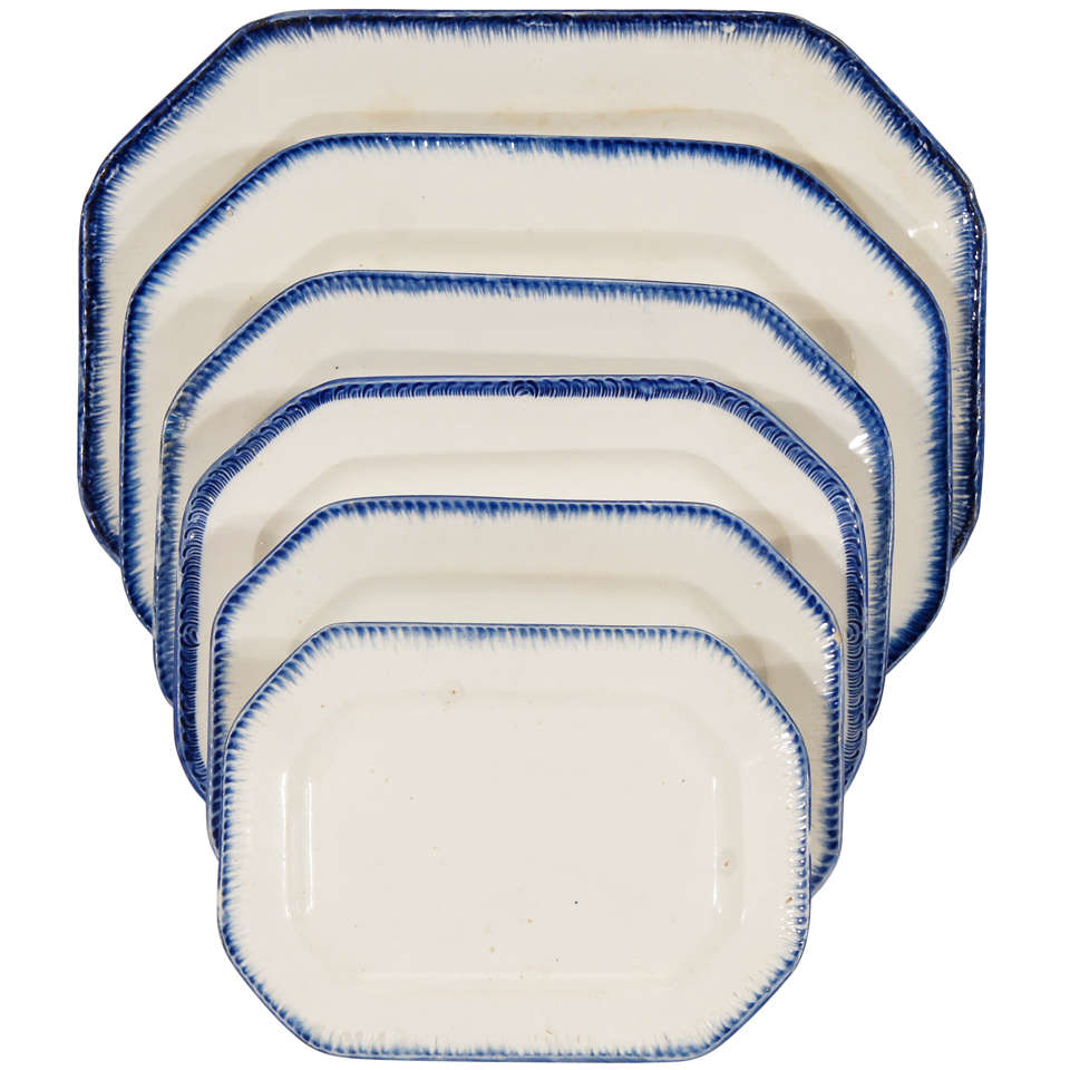 Set of 6 Leeds Creamware Shell Edge Graduated Platters at 1stDibs