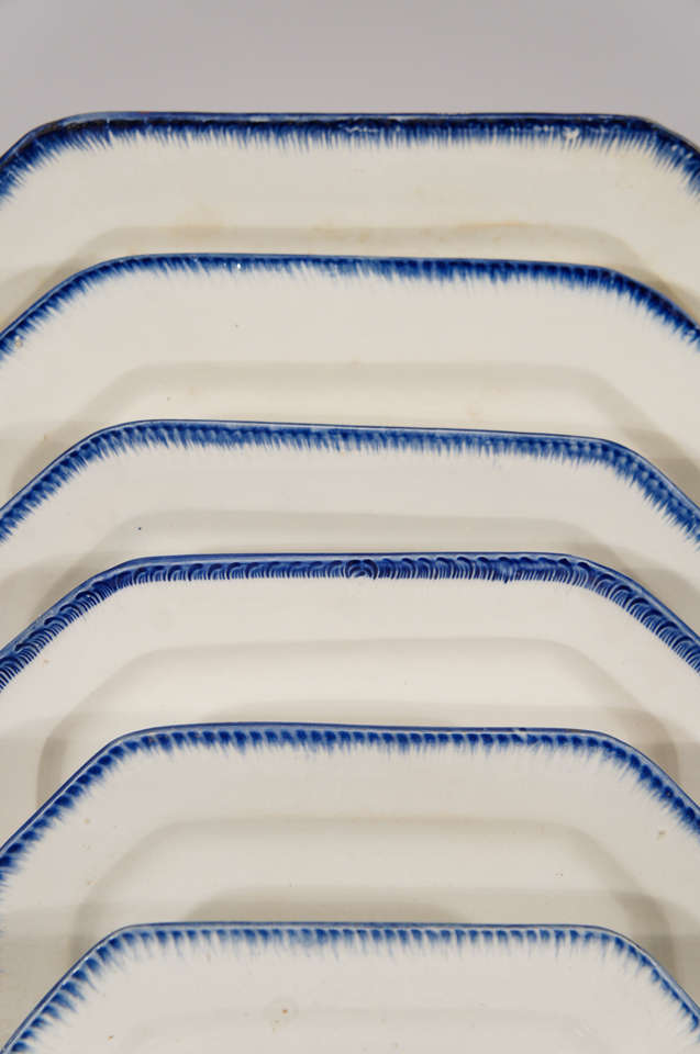 Set of 6 Leeds Creamware Shell Edge Graduated Platters at 1stDibs