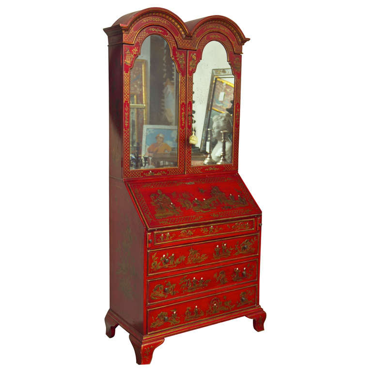 Japanned Red Secretary at 1stDibs