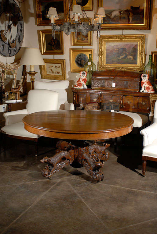 French Oval Table with Carved Animal Pedestal at 1stDibs | animal ...