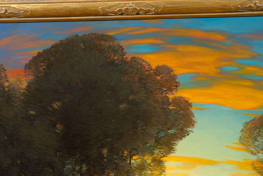 'Sunset Beyond a Lake' Henry Joseph Breuer, O/C For Sale at 1stDibs