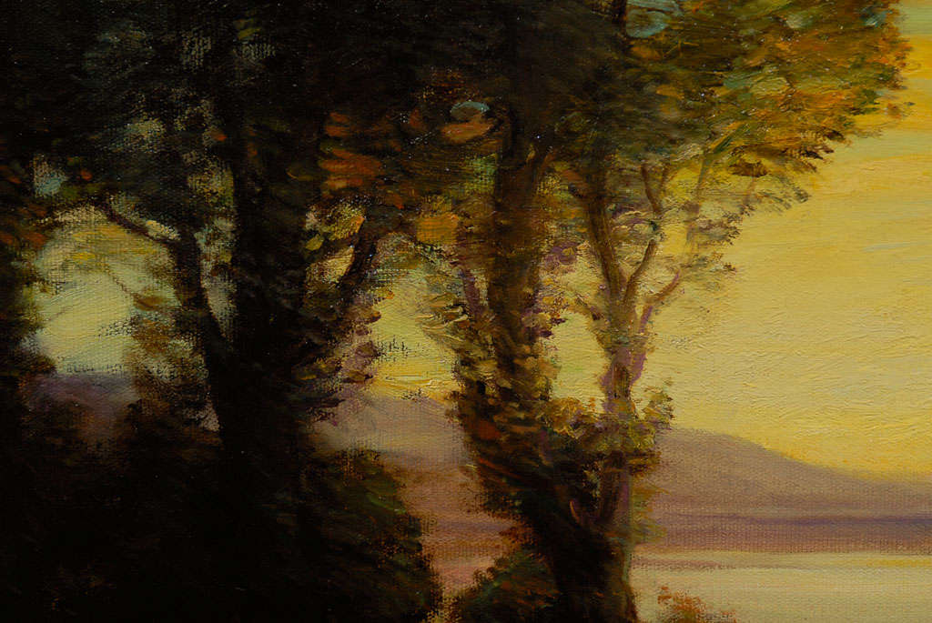 'Sunset Beyond a Lake' Henry Joseph Breuer, O/C For Sale at 1stDibs