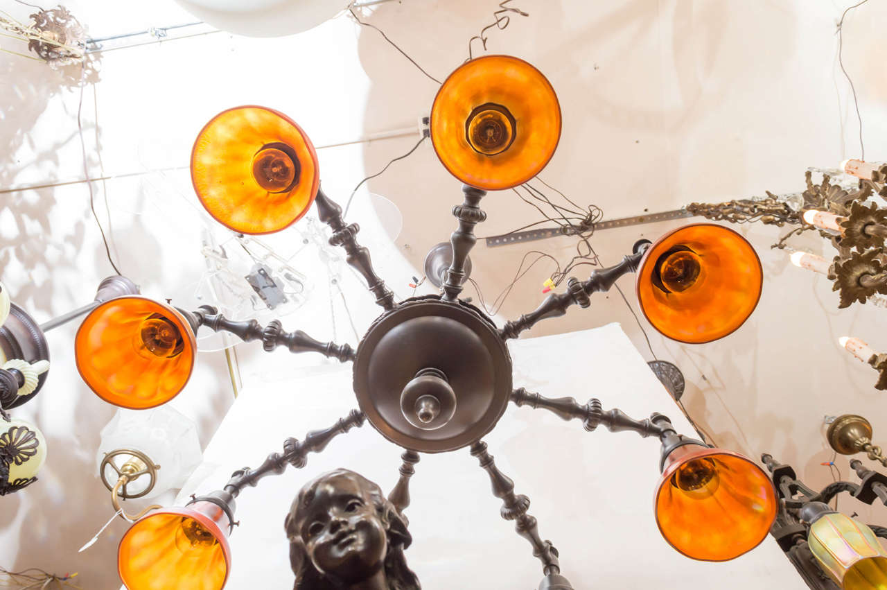 Eight-Arm Bronze Chandelier at 1stDibs