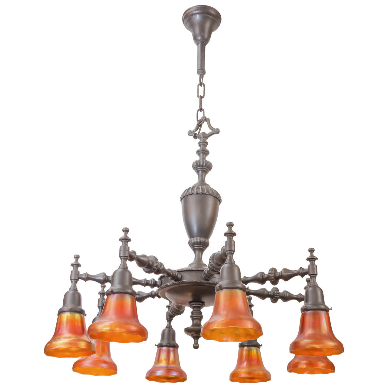 Eight-Arm Bronze Chandelier at 1stDibs