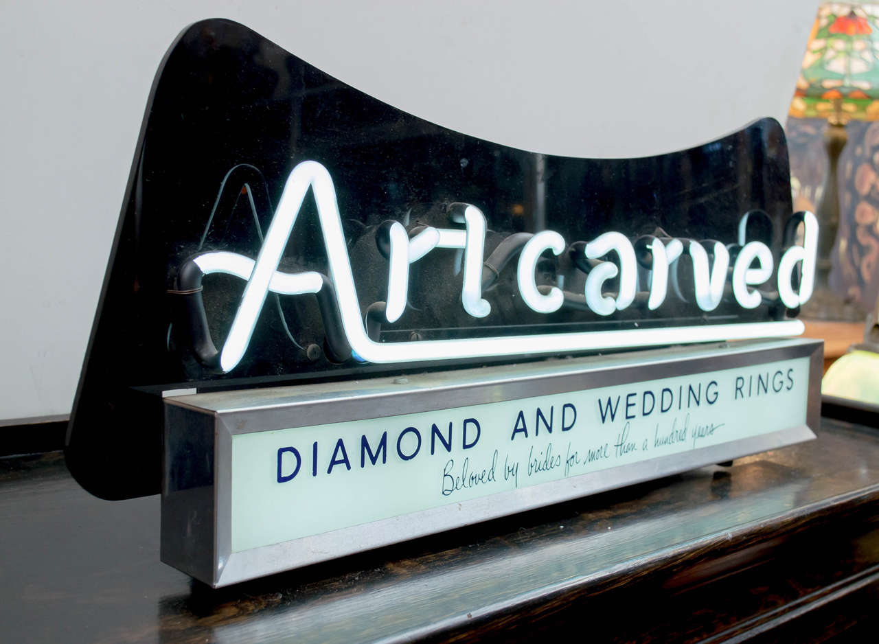 Neon Advertising Sign, ''Artcarved" Diamond and Wedding Rings" at 1stDibs