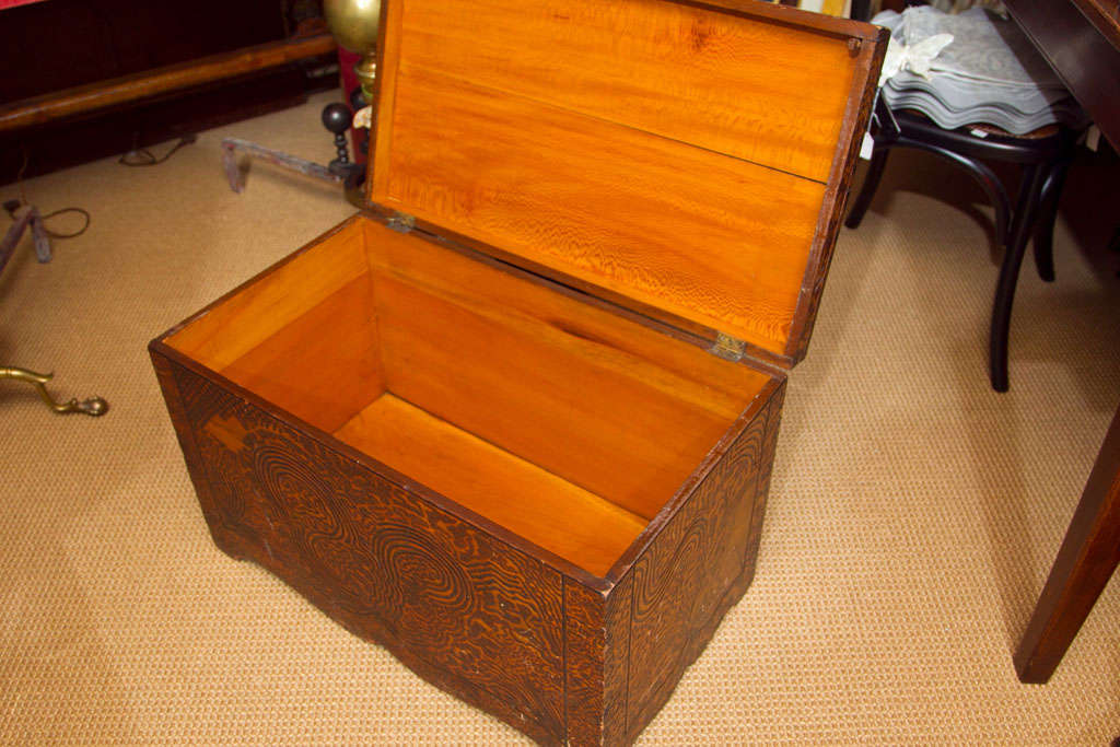Unique Folk Art Pyrography Chest at 1stDibs