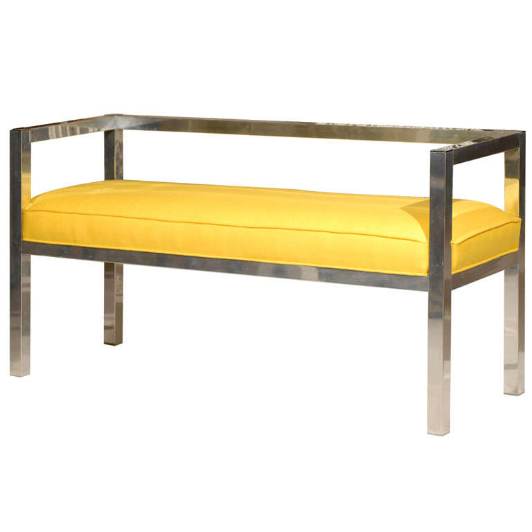 Yellow Chrome Bench at 1stDibs