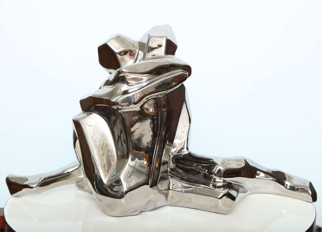 Jaru Embracing Couple Ceramic Sculpture in Platinum Finish 1970s at 1stDibs