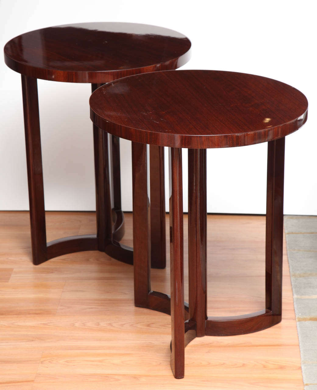 Pair of Art Deco Machine Age Tables in a Pinwheel Design from the Late ...