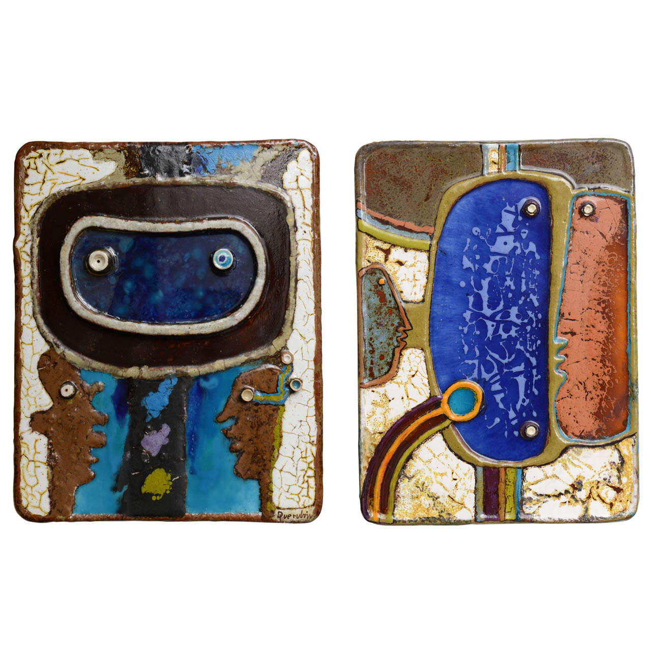 Rare and Beautiful Pair of Post Modern Querubim Lapa Enameled Wall ...