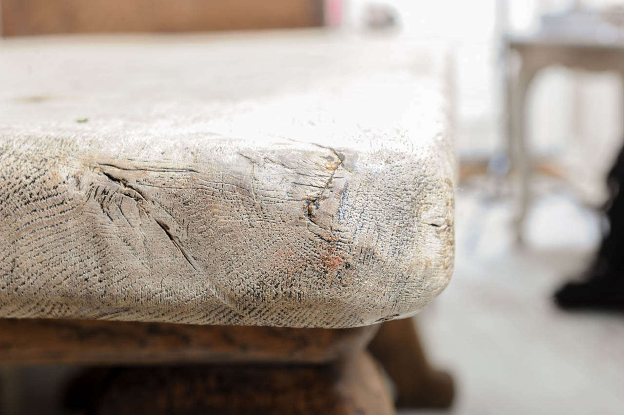 French Sandpapered Oak Table For Sale at 1stDibs