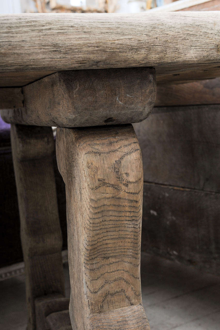 French Sandpapered Oak Table For Sale at 1stDibs