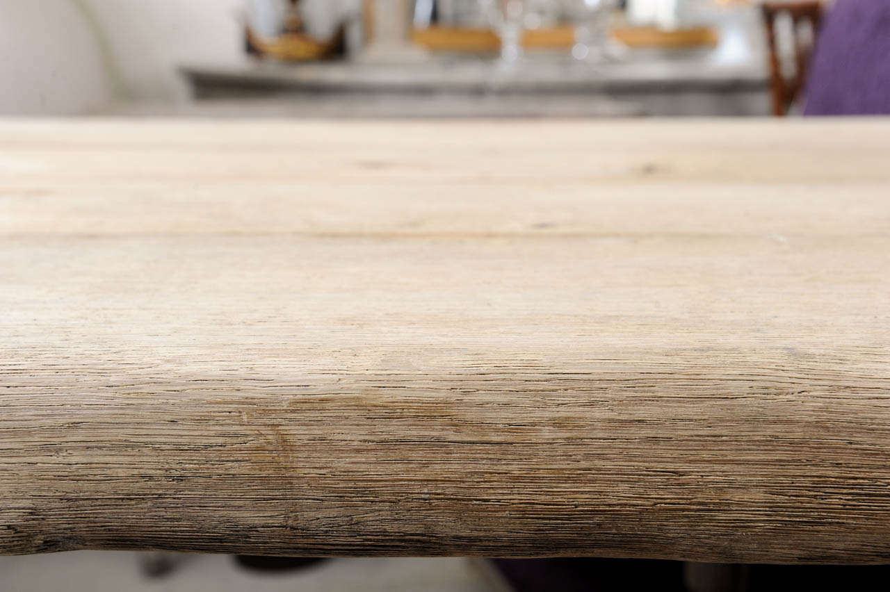 French Sandpapered Oak Table For Sale at 1stDibs