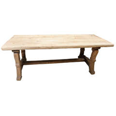 French Sandpapered Oak Table For Sale at 1stDibs