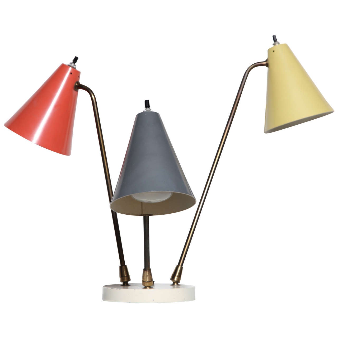 1950's 3 Shade Tri-Color Lightolier Desk Lamp at 1stDibs