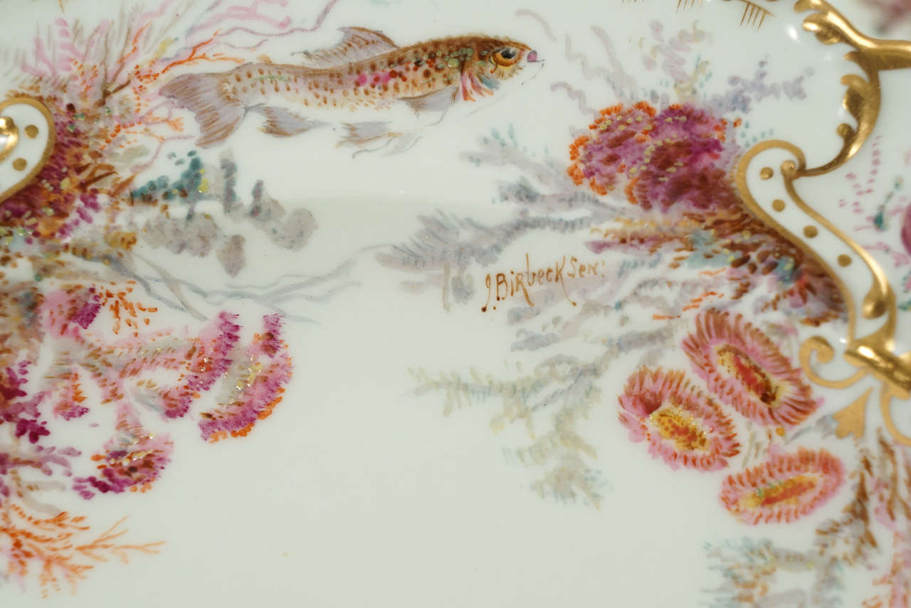 Set of 12 Cauldon Aesthetic Movement Hand-Painted Aquatic Plates ...