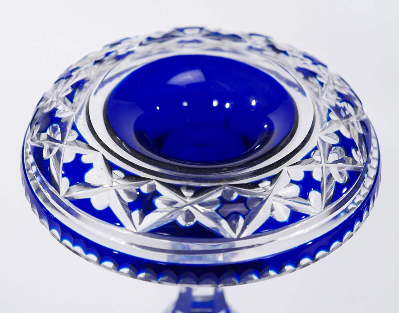 Rare Val St. Lambert Cobalt Blue Three-Piece Centerpiece Set, Cathedral ...