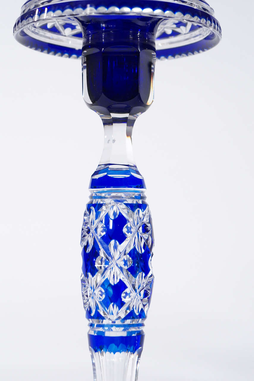 Rare Val St. Lambert Cobalt Blue Three-Piece Centerpiece Set, Cathedral ...