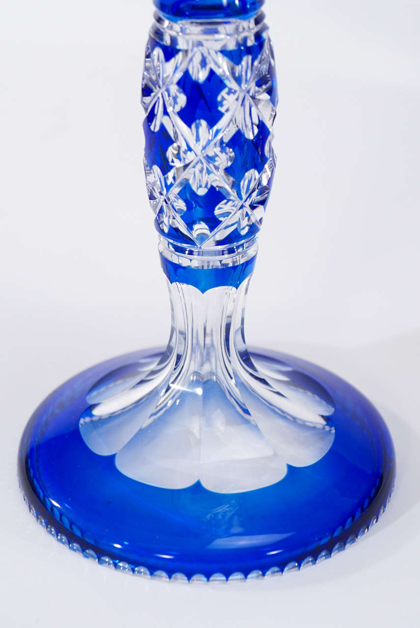 Rare Val St. Lambert Cobalt Blue Three-Piece Centerpiece Set, Cathedral ...