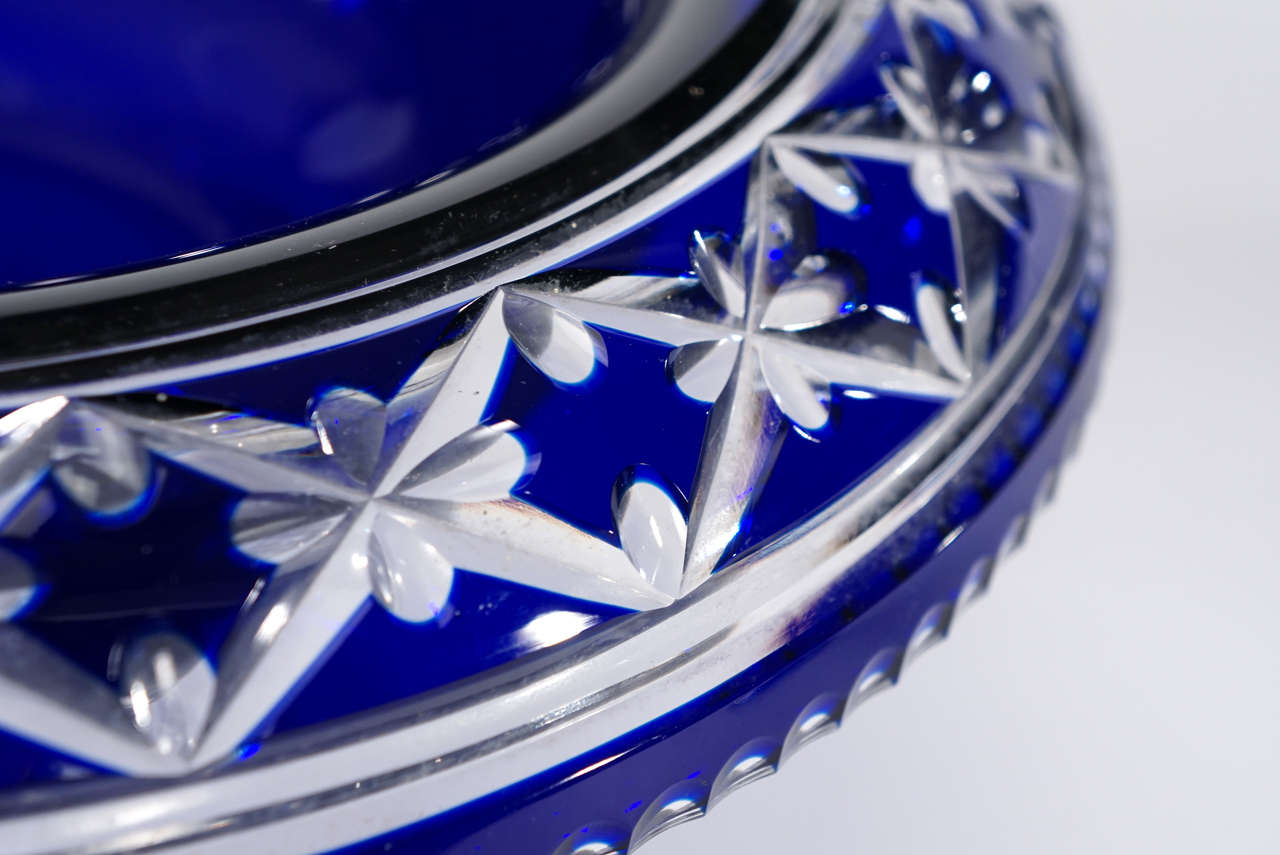 Rare Val St. Lambert Cobalt Blue Three-Piece Centerpiece Set, Cathedral ...