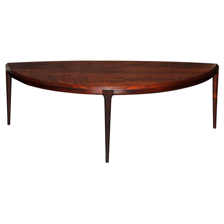 Rosewood Leaf-shaped 3-Legged Coffee Table at 1stDibs