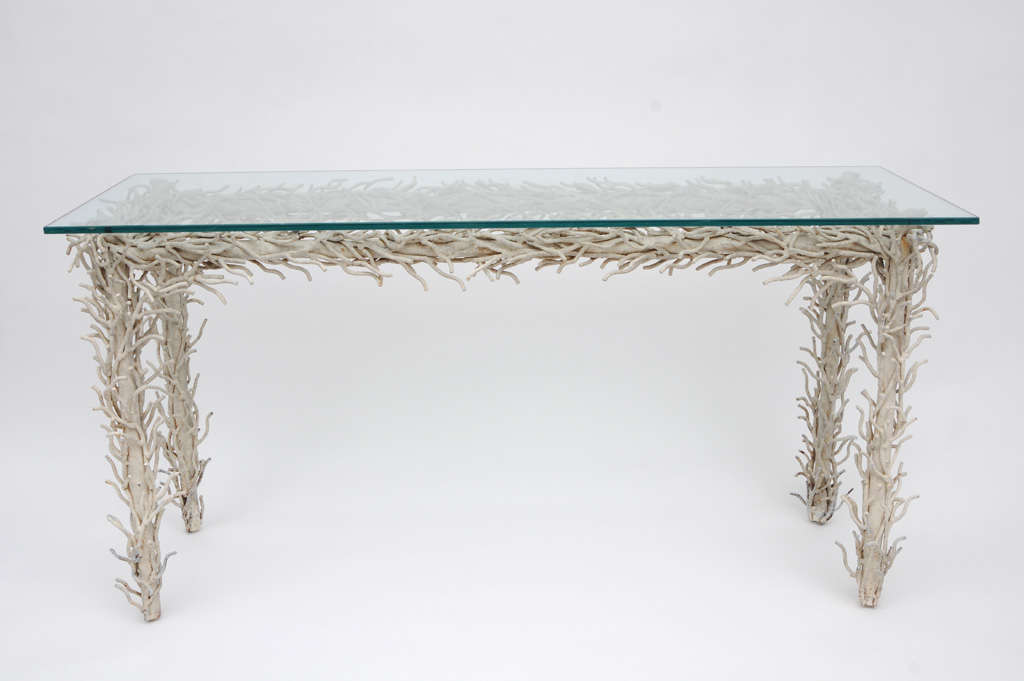 Faux Metal Coral Console Table For Sale at 1stDibs