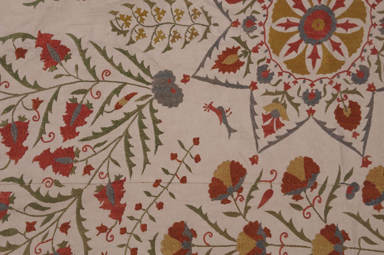Antique Suzani Embroidered Coverlet at 1stDibs | suzani coverlet