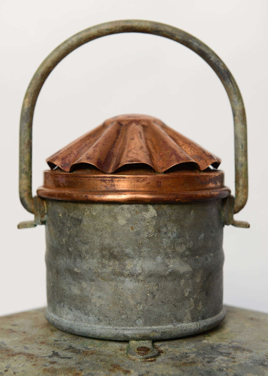 Pair of Antique Galvanized Ship's Lanterns at 1stDibs