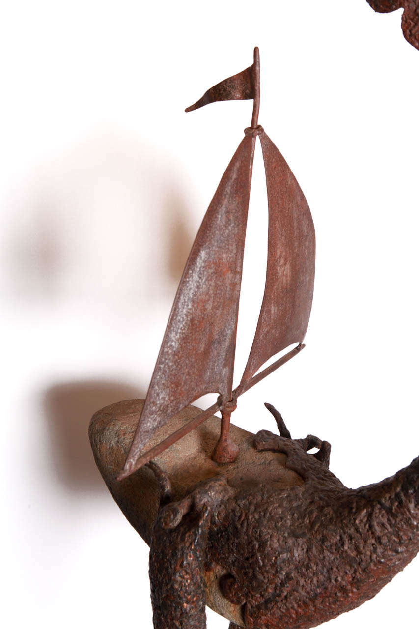 Rocking Bird Sculpture "Garza con Vela" by Daniel Palma For Sale at 1stDibs