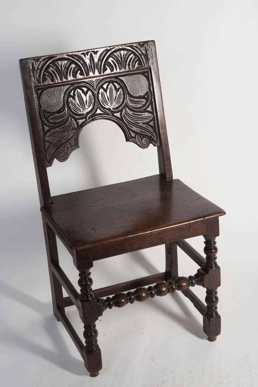 Rare Carved Oak Chair For Sale at 1stDibs