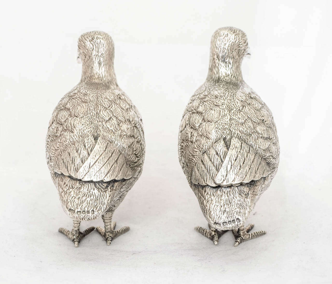 Pair of Sterling Silver Partridges For Sale at 1stDibs