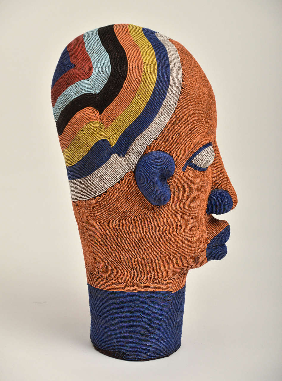 Large-Scale Vintage African Beaded Head Sculpture at 1stDibs | african ...