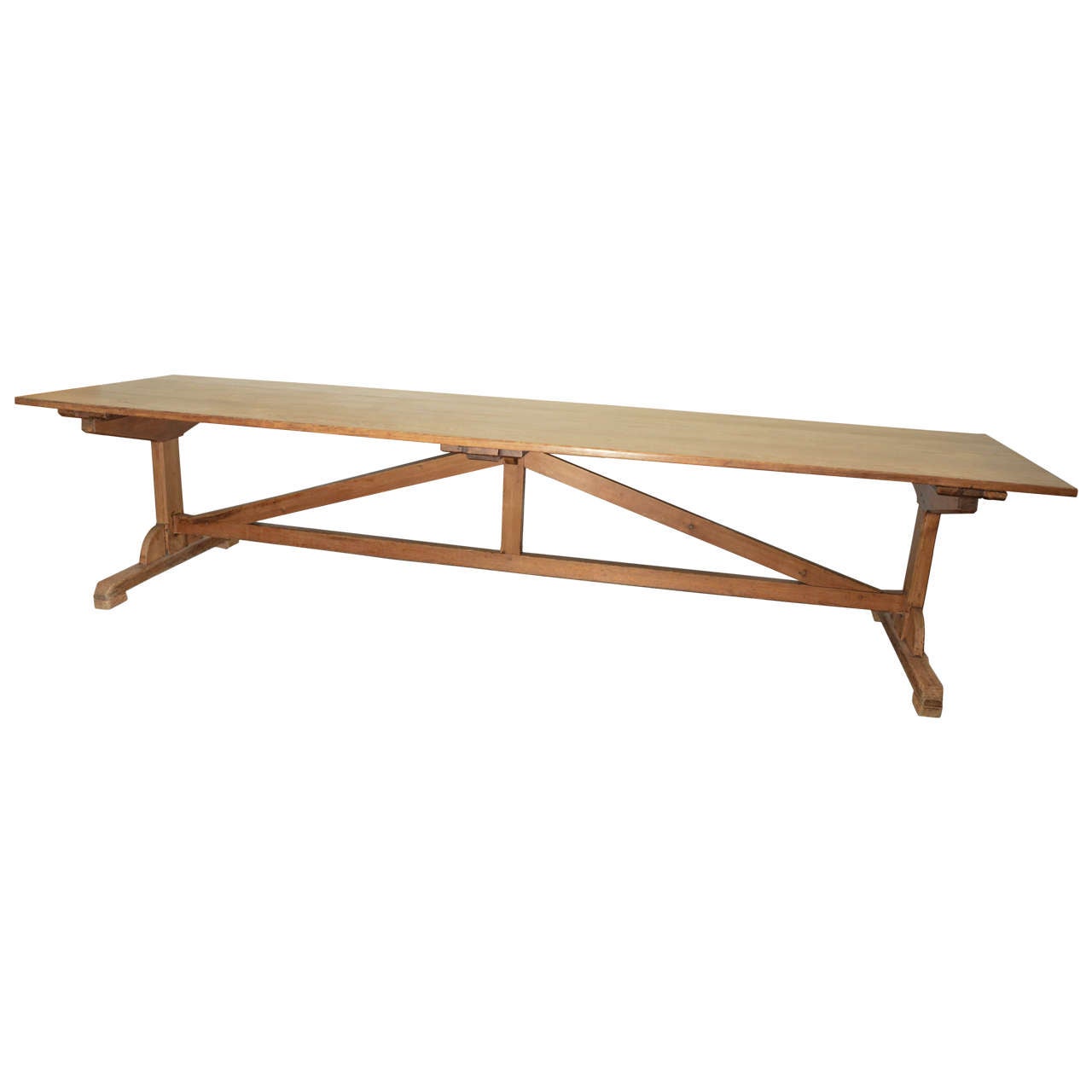 Trestle Base Oak Farm Table at 1stDibs
