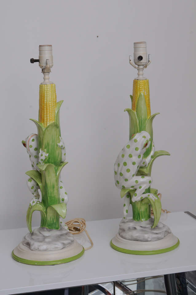Whimsical Frog Table Lamps at 1stdibs